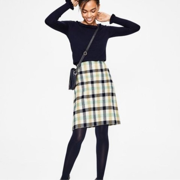 Boden | Skirts | Boden British Tweed Mini Skirt Wool Check Plaid Yellow ...